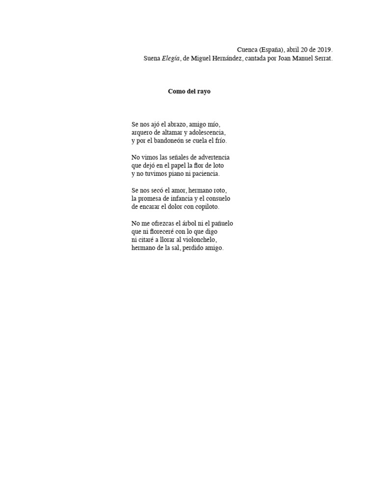 Elegía a un amigo perdido | PDF
