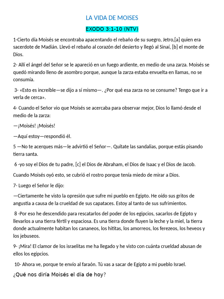 Moisés y su miedo a mirar a Dios | PDF | Moisés | Libro del éxodo