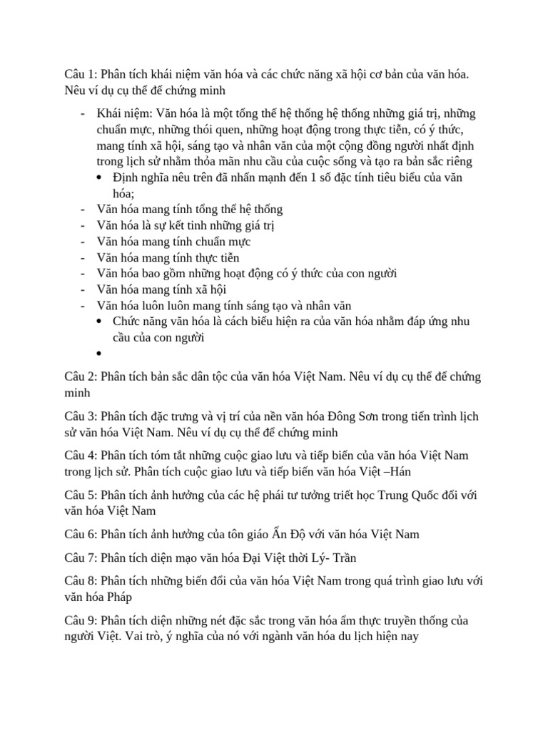 Đề cương CSVHVN | PDF