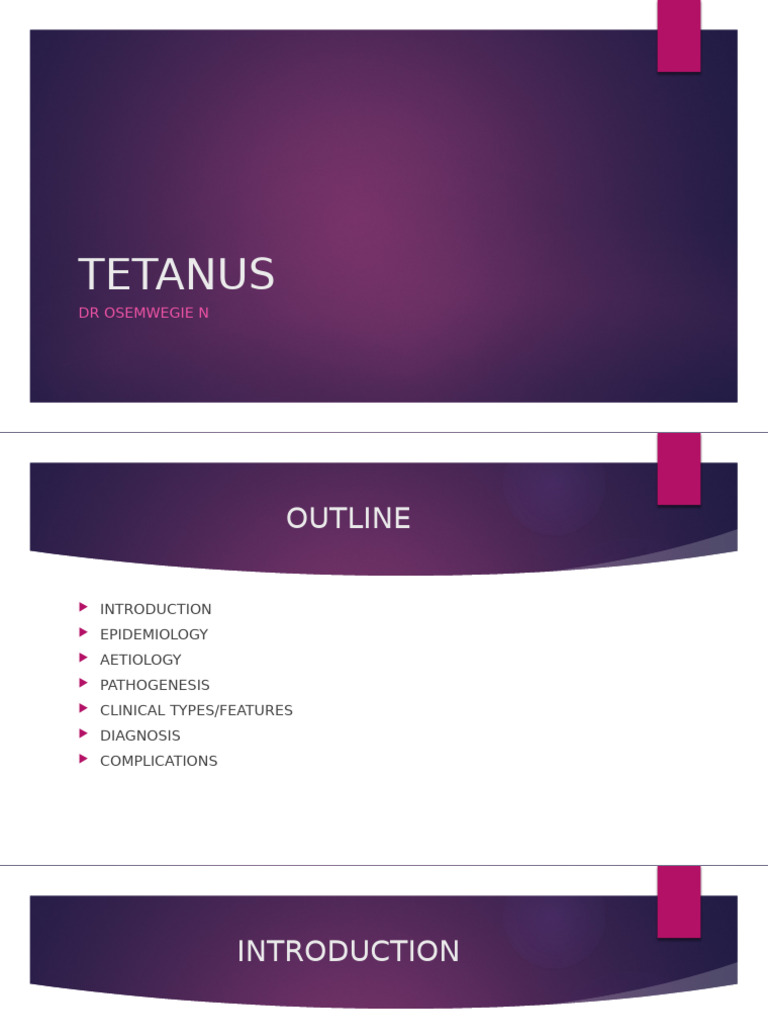 Tetanus Uniport Lecture Series | PDF | Medical Specialties