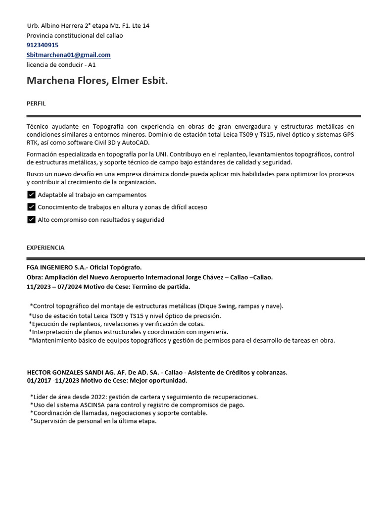 Marchena Flores Elmer Esbit.1t | PDF | Topografía | Software