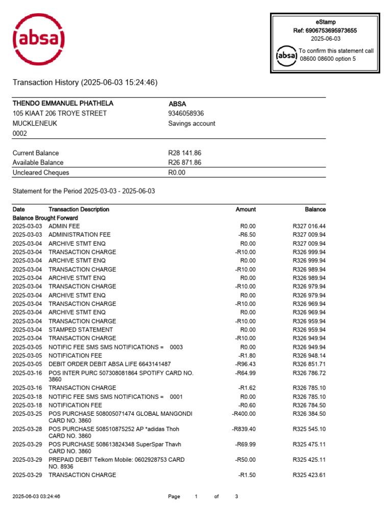 THENDO EMMANUEL PHATHELA - 2025-03-03 - 2025-06-03 - Stamped | PDF ...