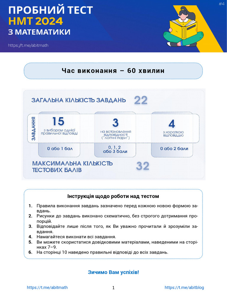 Symulyatsiya NMT 4 Matematyka 2024 | PDF
