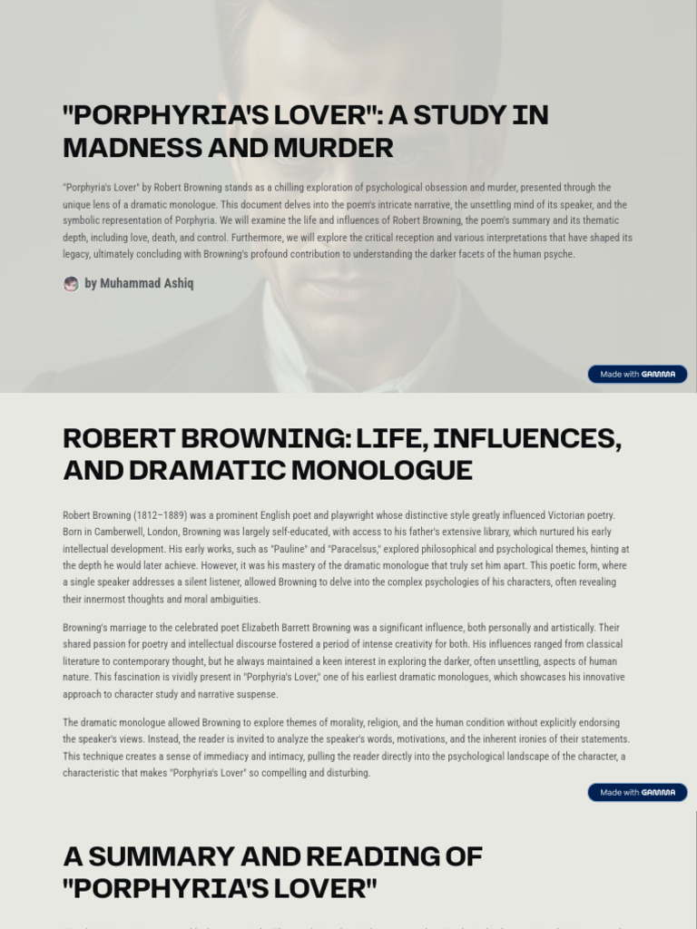 Porphyrias Lover A Study in Madness and Murder | PDF | Love | Robert ...