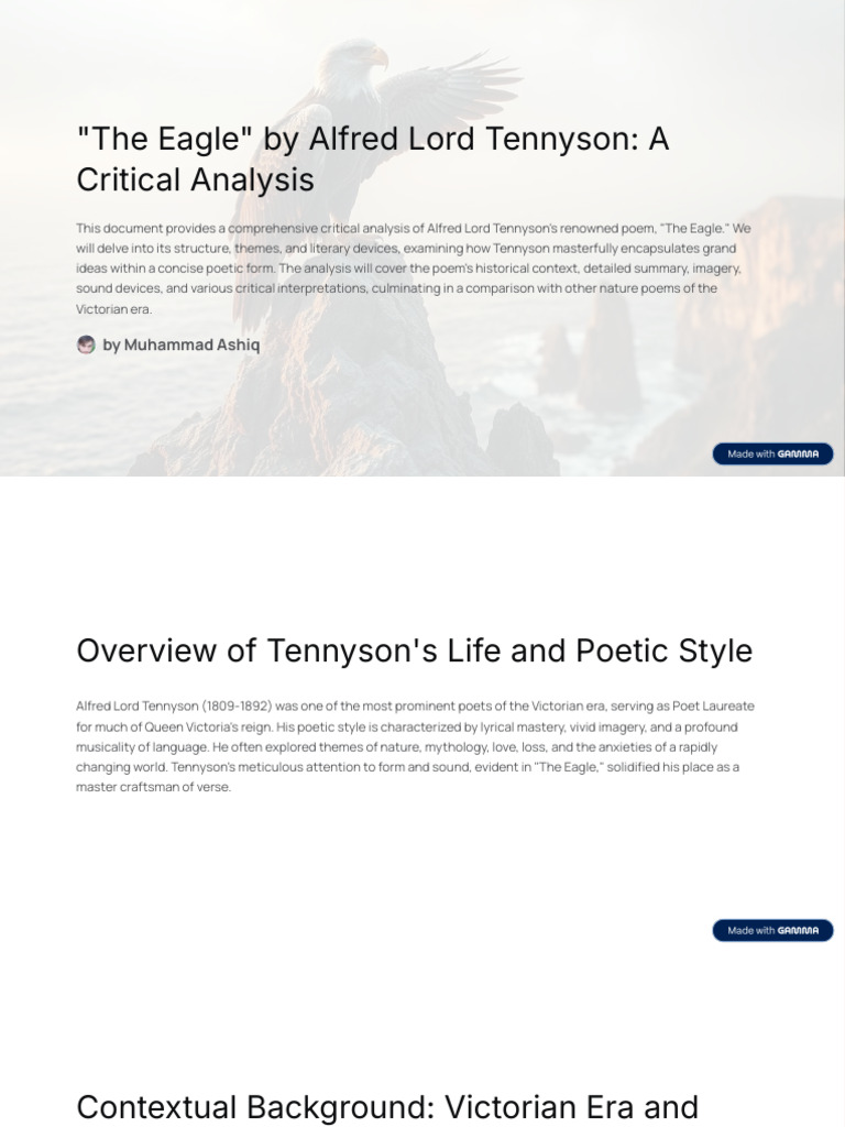 Critical Analysis of Tennyson's "The Eagle" | PDF | Poetry | Romanticism