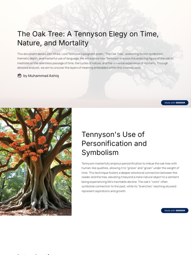 The Oak Tree a Tennyson Elegy on Time Nature and Mortality | PDF | Poetry