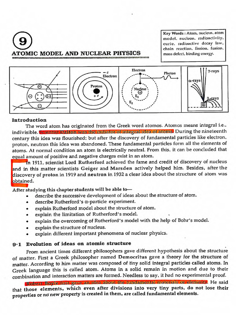 EV Physics 2nd Paper (Chapter 9 - Atomic Model and Nuclear Physics ...