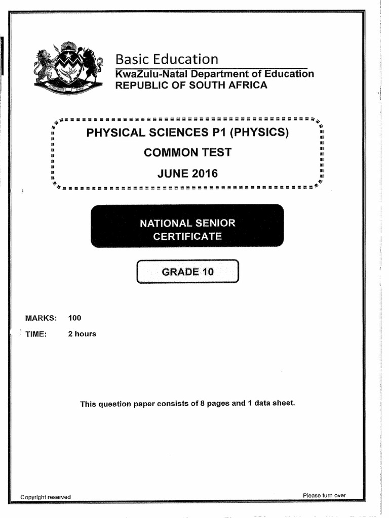 Phy p1 June Qpmemo 1 | PDF