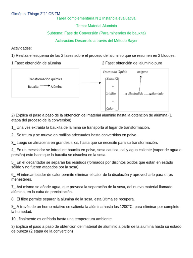 Tarea Complementaria N 2 | PDF | Óxido de aluminio | Aluminio