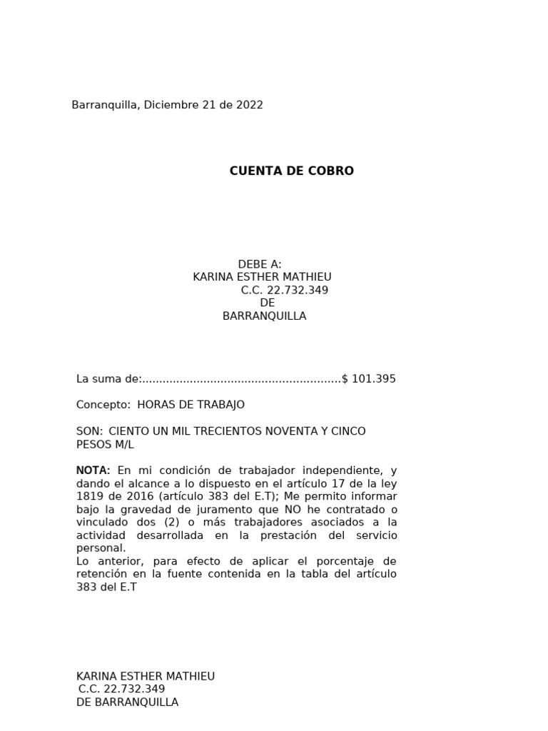 Cuentas de Cobro | PDF