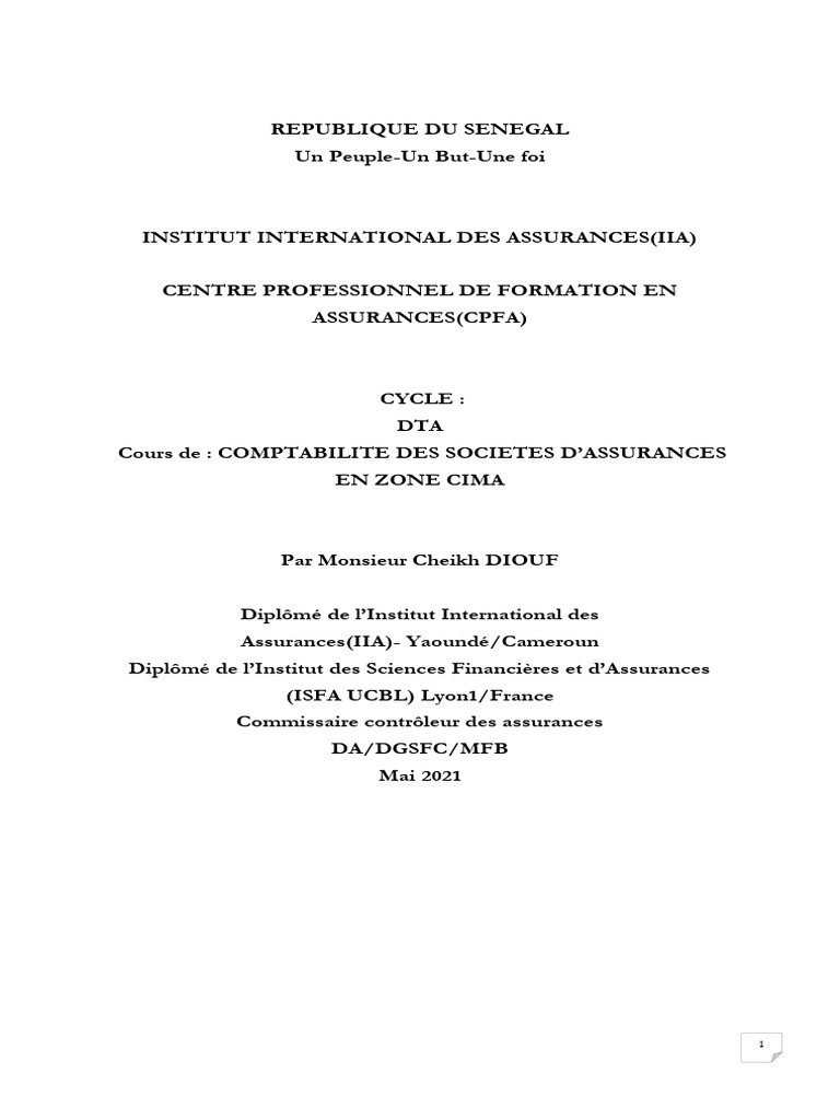 Comptabilité des Assurances en Zone CIMA | PDF | Assurance | Comptabilité