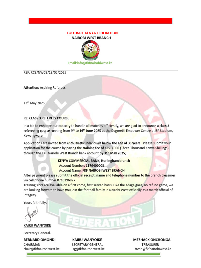 Class 3 Referees Course Announcement | PDF