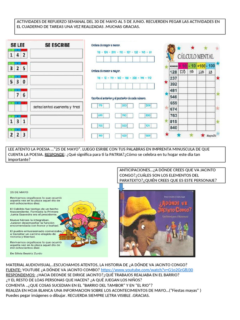 Actividades de Refuerzo Semanal Del 30 de Mayo Al 5 de Junio | PDF