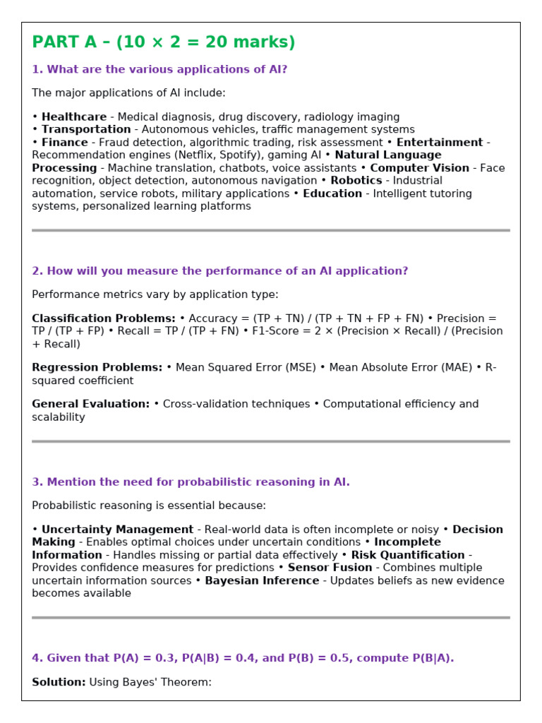 Aiml Solved Answers For QP | PDF | Cluster Analysis | Artificial Intelligence