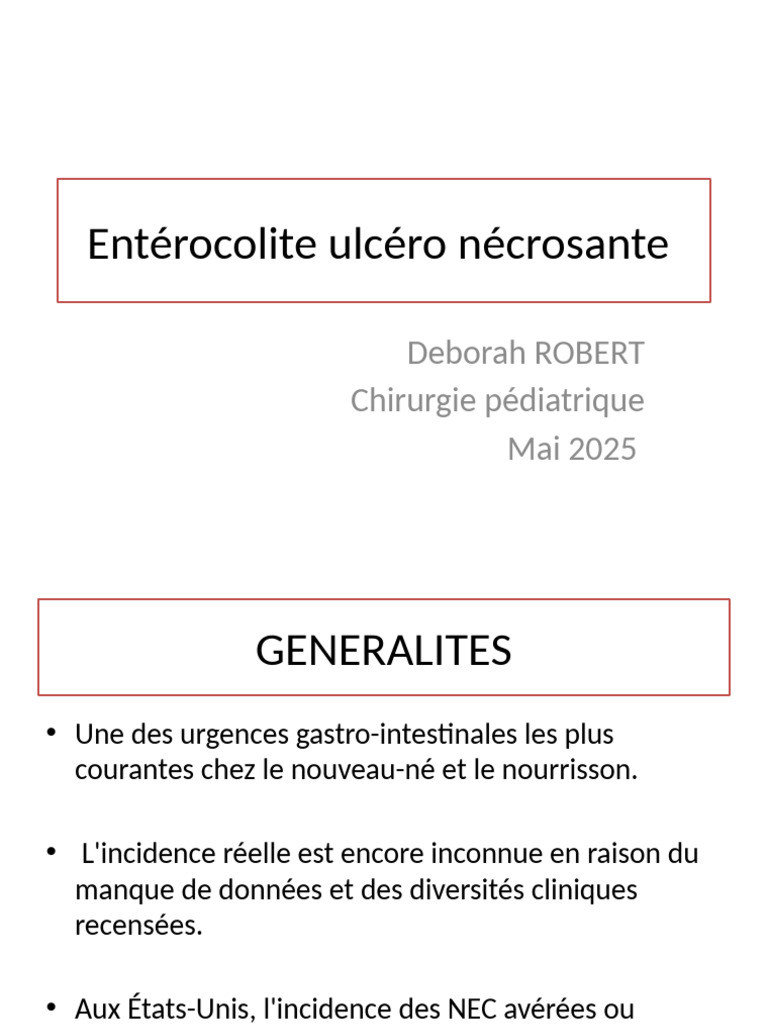 NEC Entérocolite Ulcéro Nécrosante | PDF | Système immunitaire ...