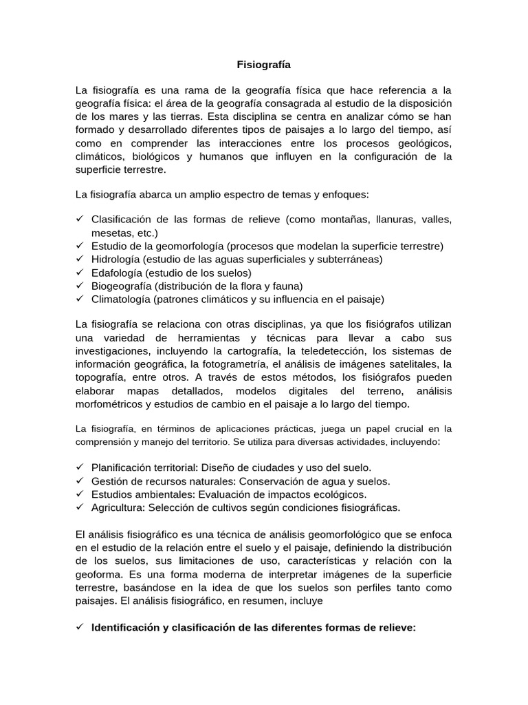 Fisiografía Prueba Escrita | PDF | Geografía Física | Geomorfología