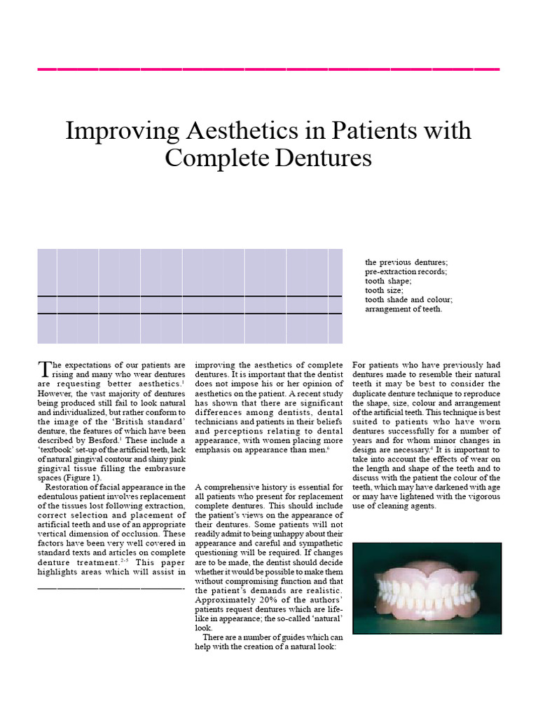 Improving Aesthetics in Patients With Complete Dentures | PDF ...