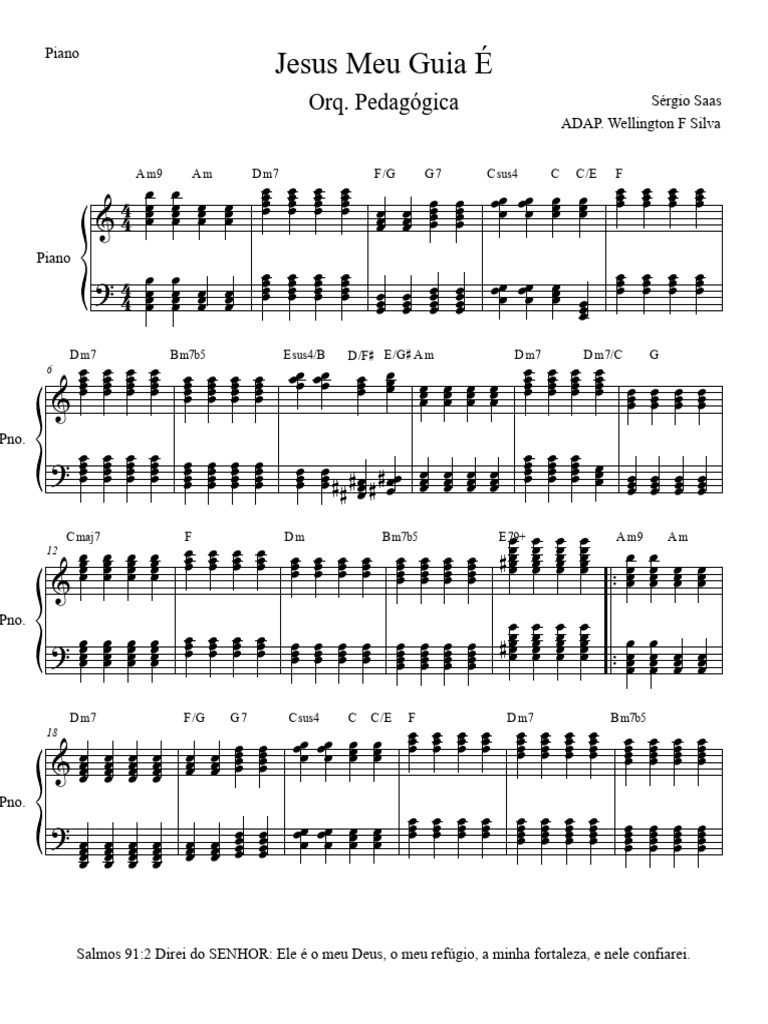 Piano Sheet Music for Jesus Meu Guia É | PDF