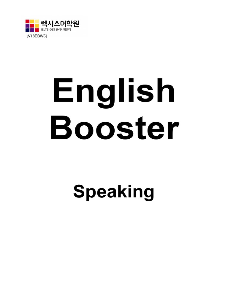 English Booster WK 6 Speaking | PDF