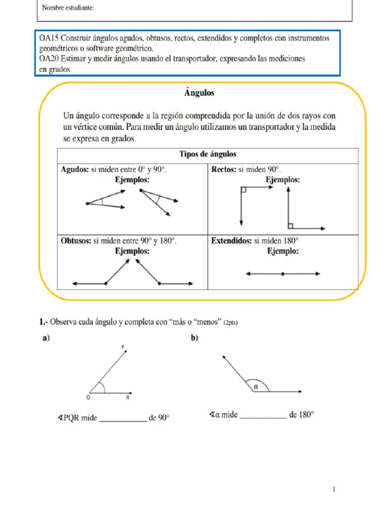 Medición y construcción de ángulos | PDF | Ángulo | Geometría Elemental