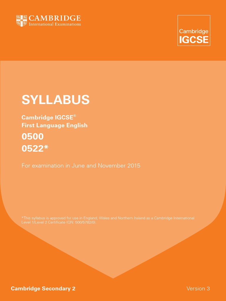 Syllabus: Cambridge Igcse First Language English | PDF | Human ...