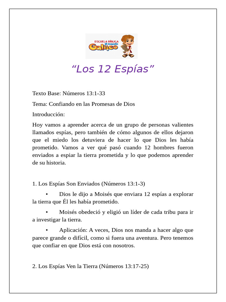 Enseñanza de los 12 Espías para Niños | PDF | Dios | Moisés