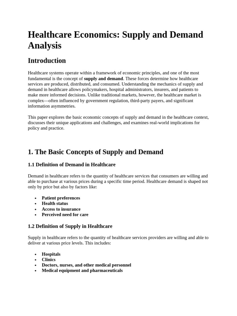 Supply and Demand in Healthcare Economics | PDF | Health Care | Demand
