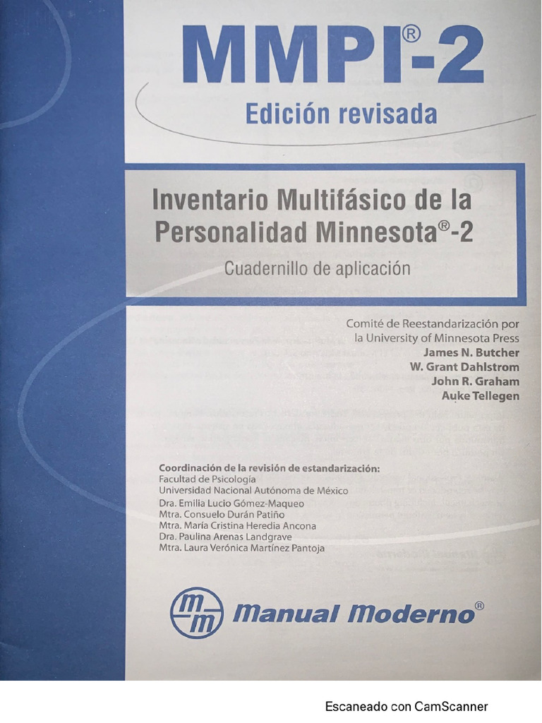 MMPI-2 Cuadernillo de Aplicación | PDF