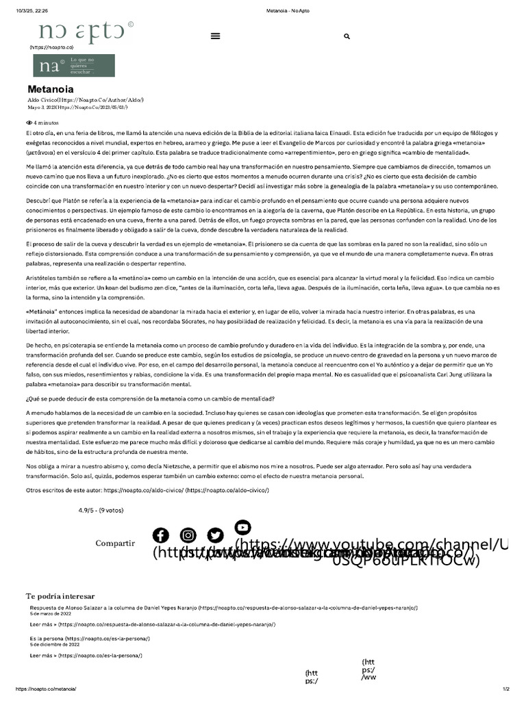 Metanoia - No Apto | PDF