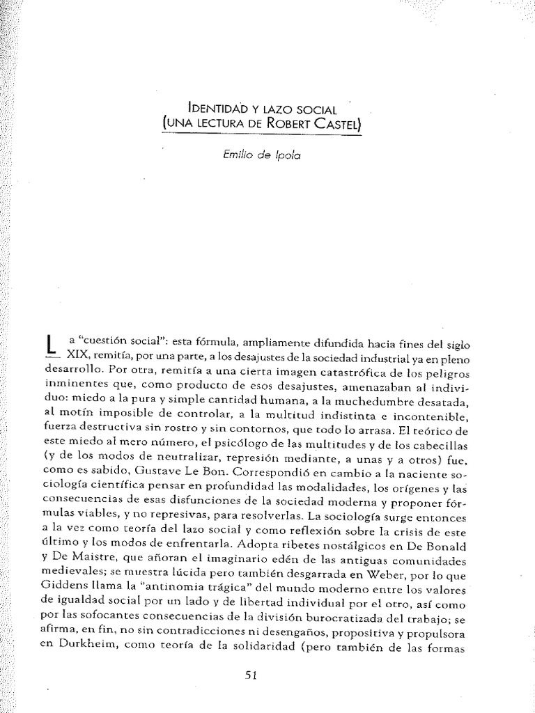 De Ipola Identidad y Lazo Social | PDF