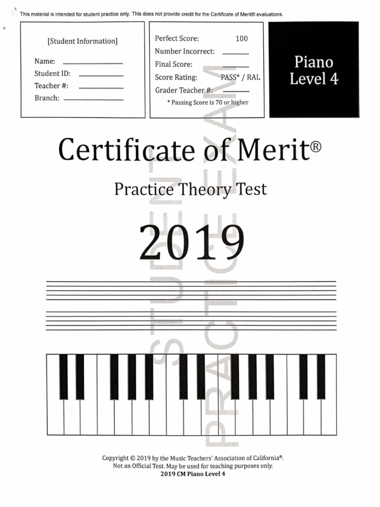 2019, CM Theory Test, Level 4 | PDF