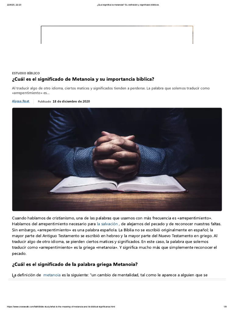 ¿Qué significa la metanoia_ Su definición y significado bíblicos | PDF