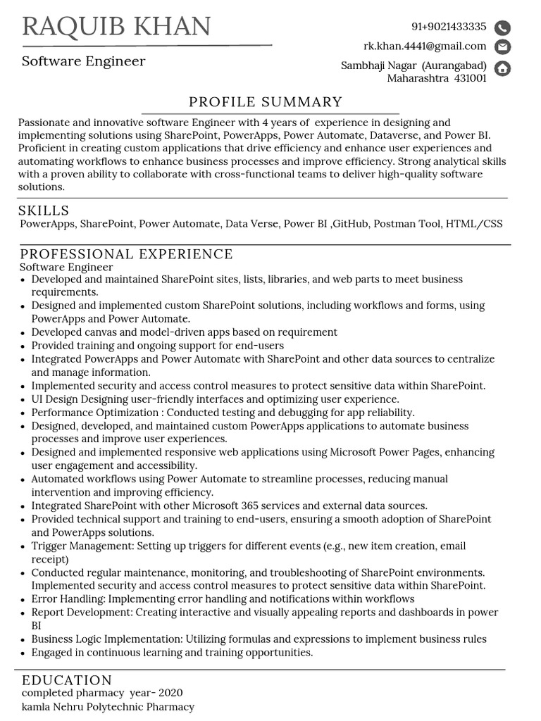 Gray and White Simple Clean Resume - 3 | PDF | Share Point | Automation