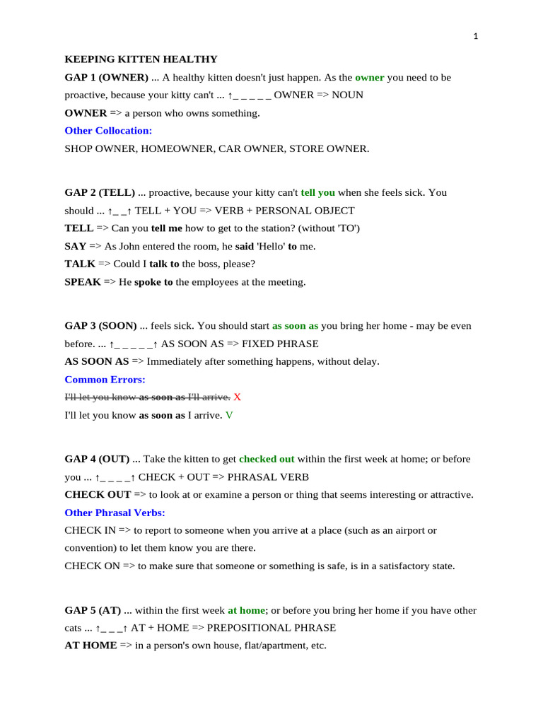 Multiple Choice Cloze Key-Keeping Kittens Healthy | PDF | Giant Panda ...