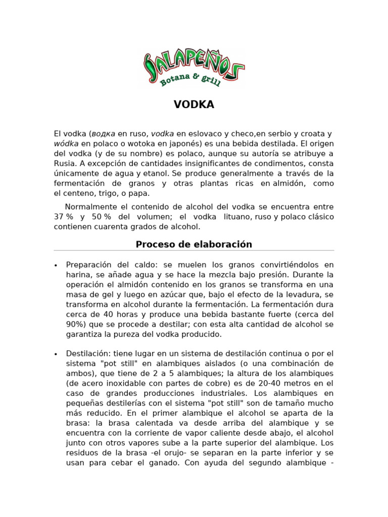 Vodka | PDF | Vodka