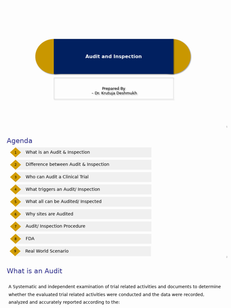 Audit vs. Inspection in Clinical Trials | PDF | Clinical Trial | Audit