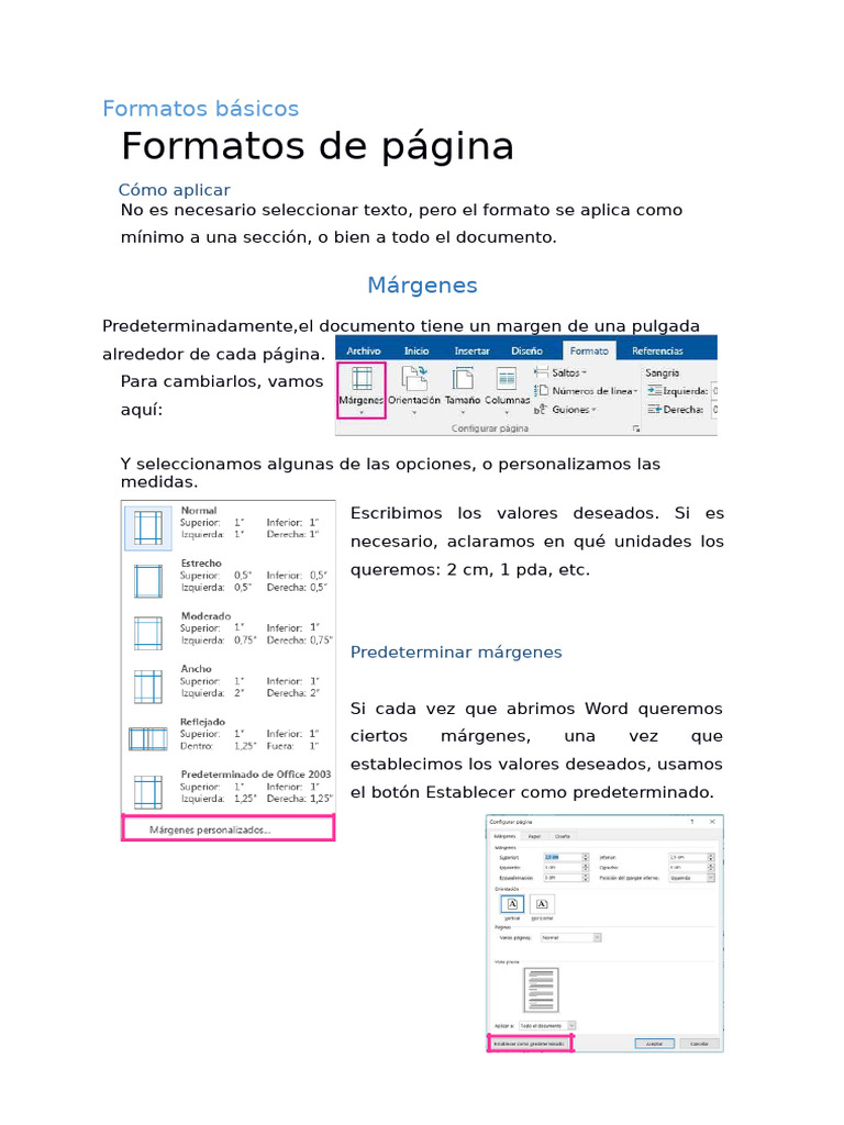 Formatos y márgenes en documentos Word | PDF | Informática