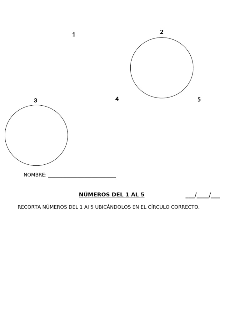 Números del 1 al 5 en círculos | PDF