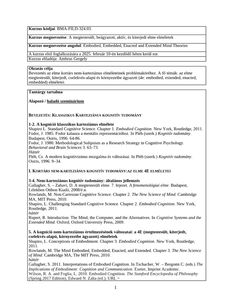 BMA-FILD324.03. AmbrusKortnnrselmefiloznnfia 4Eelmnnletek 2024-25-2 | PDF