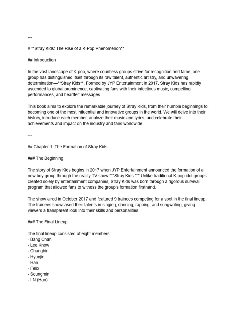 Stray Kids - The Rise of A K-Pop Phenomenon | PDF | Performing Arts