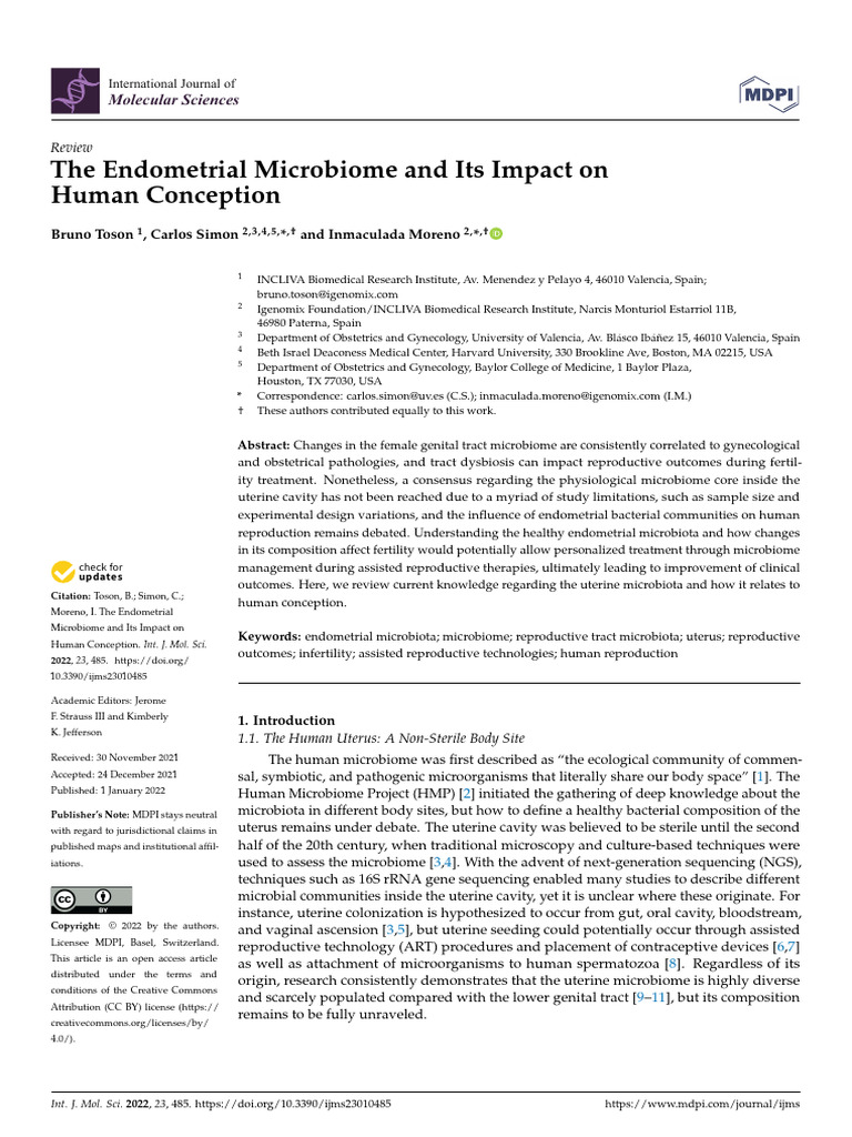 Endometrial Microbiome's Role in Conception | PDF | Probiotic ...