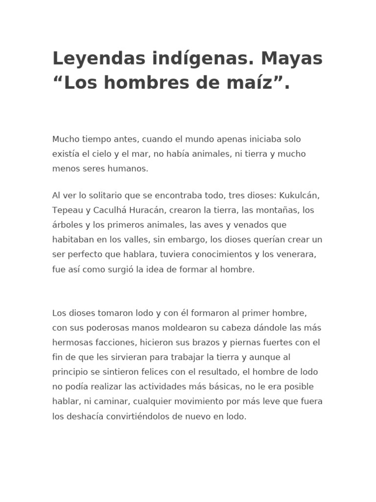 Leyendas Indígenas Mayas y su Significado | PDF