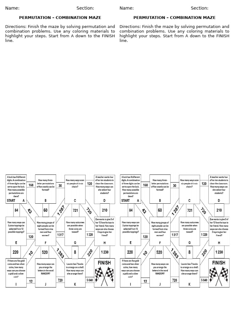 Permutation Combination Maze | PDF