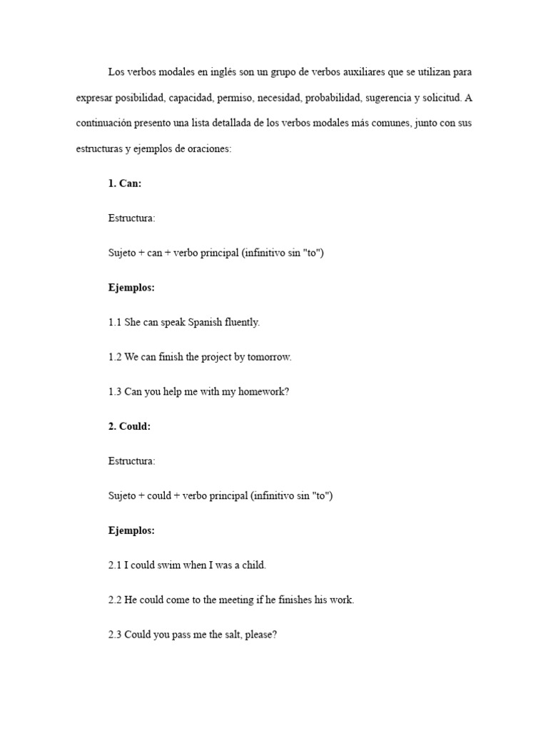 Verbos Modales Yonnys Abiel | PDF