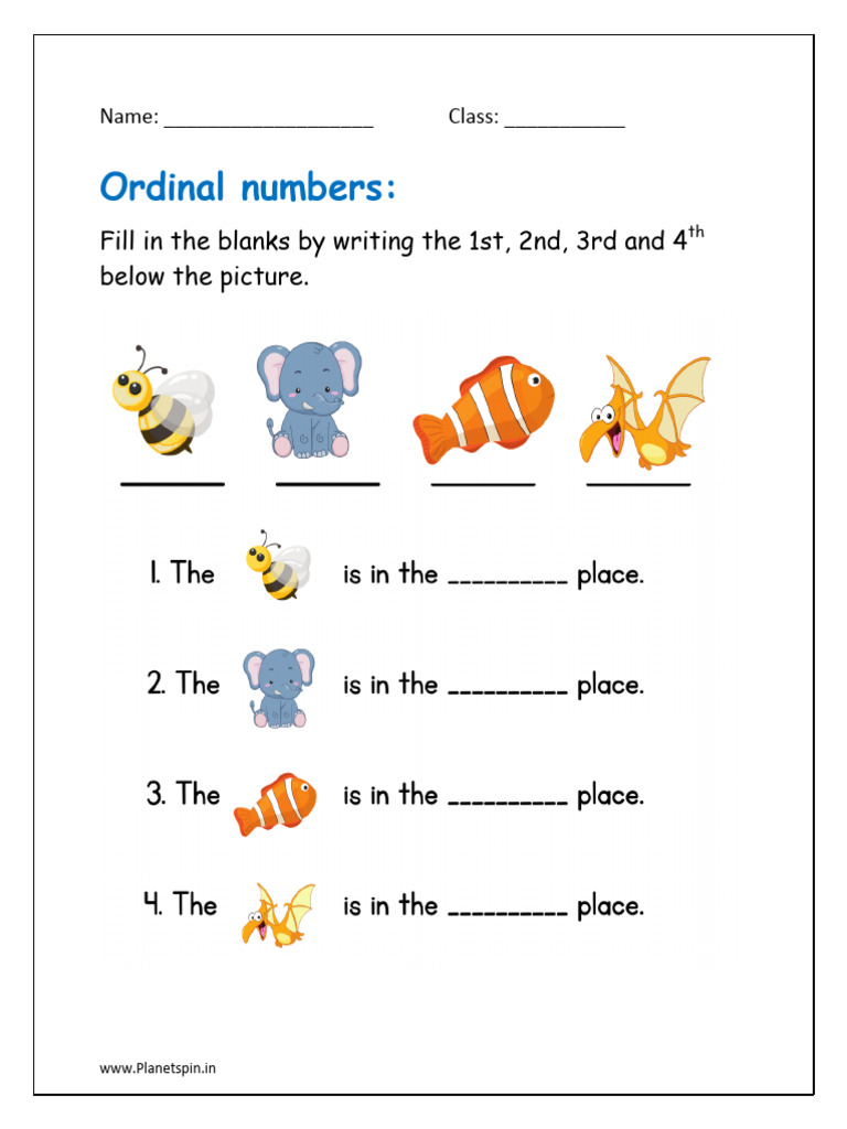 Ordinal Numbers Preschool Worksheet | PDF