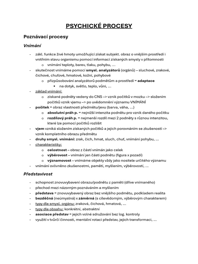 Psychicke Procesy | PDF