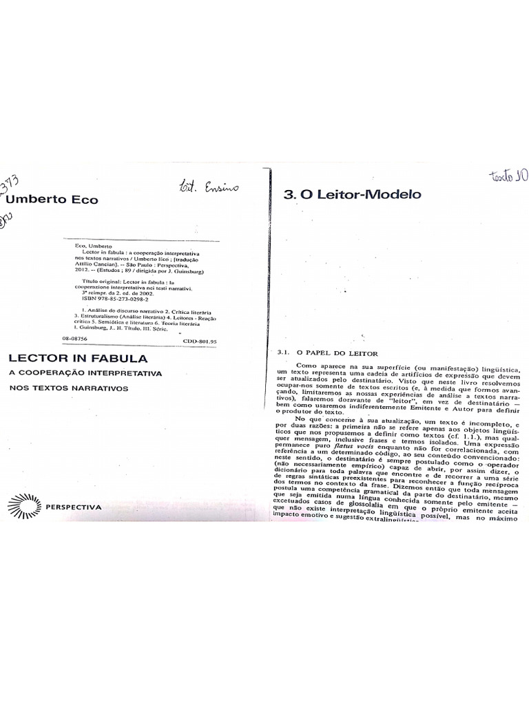 O Leitor Modelo Umberto Eco | PDF