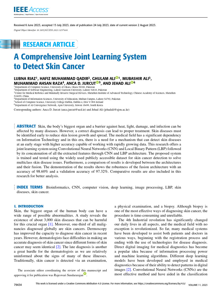 A Comprehensive Joint Learning System To Detect Skin Cancer | PDF ...