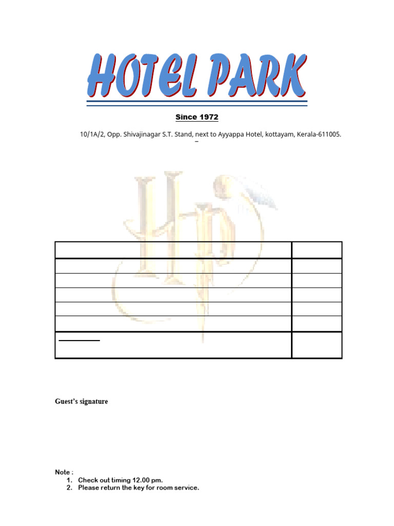 Hotel Bill Sample Format | PDF