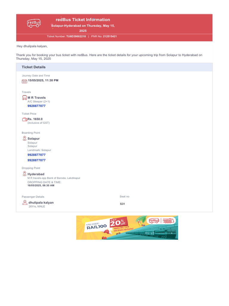 RedBus Ticket Cancellation Charges | PDF | Bus